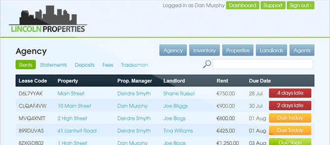 Startup letting agents property management software